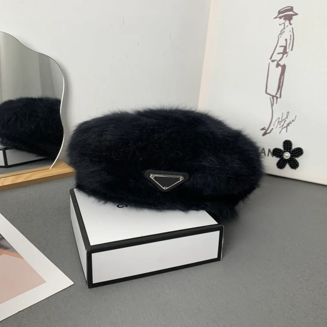 Berets Designer Women's Beret Winter Mink Hair Warm Beanie Wedding Date ...