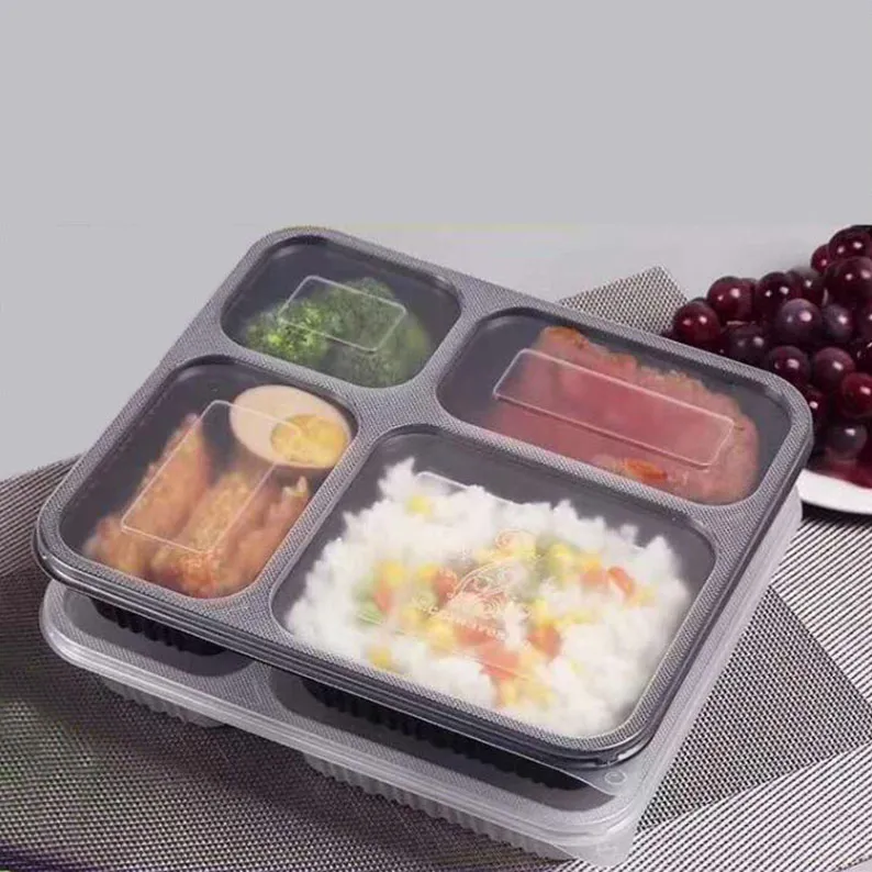 Black 4 Compartment Disposable Bento Box, Food Grade... From ...