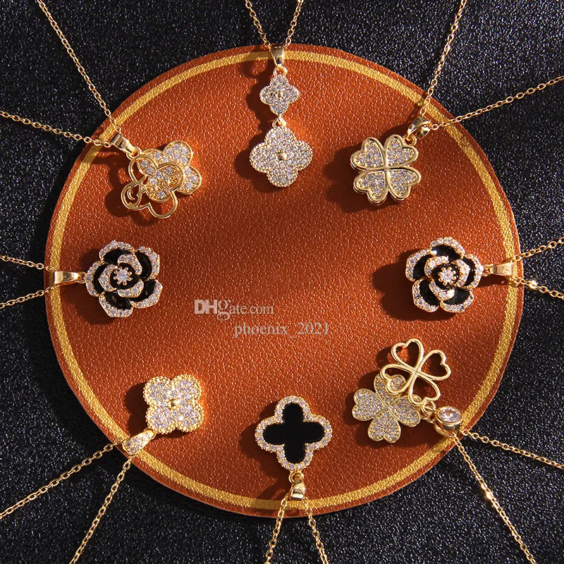 Luxury Clover Pendant Necklace: Titanium Steel Gold Plated Jewelry ...