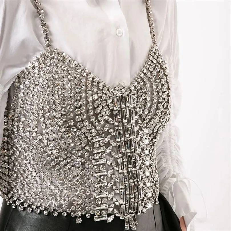 Sequin Crystal Body Chain Tank Top - Shiny Sexy Backless Rave Bikini ...