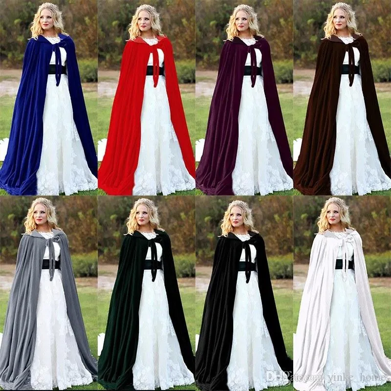 Halloween Velvet Cloak Cape Hooded Elf Witch Wicca Vampire Long ...
