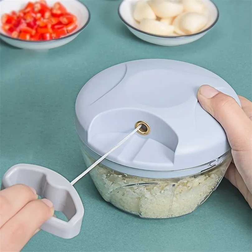 Manual Garlic Press & Chopper 500/900ML Rotating Crusher, Vegetable ...