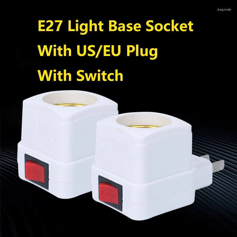 E27 Light Socket Adapter - Portable Lamp Holder with Switch, US/EU Plug ...