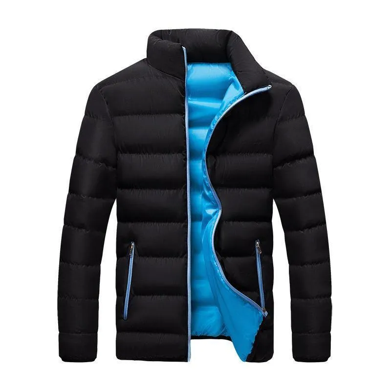 Men's Down Parka Winter Jacket Fashion Solid Color Windproof Riding ...