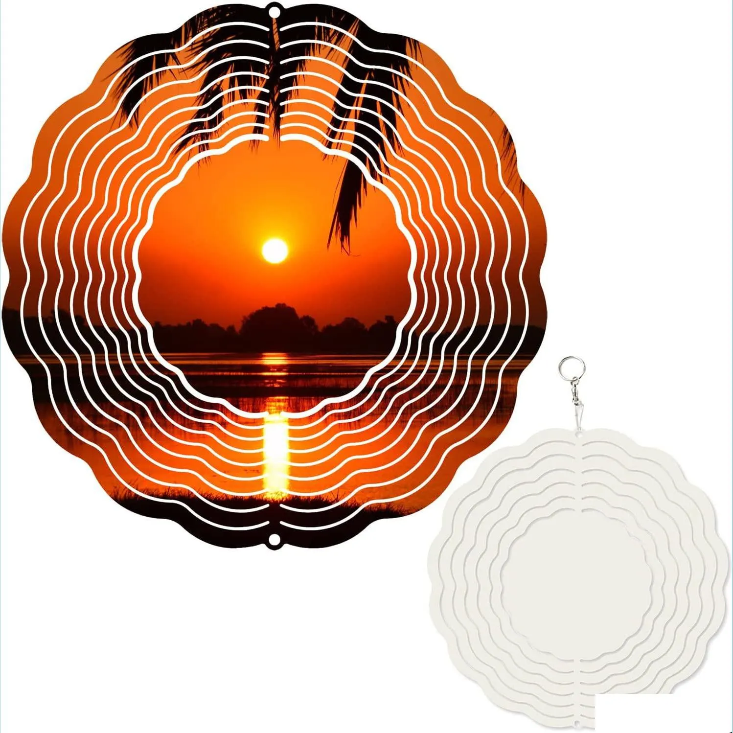 10 Inch Double Sided Sublimated Painting Corrugated Metal Wind Spinner ...