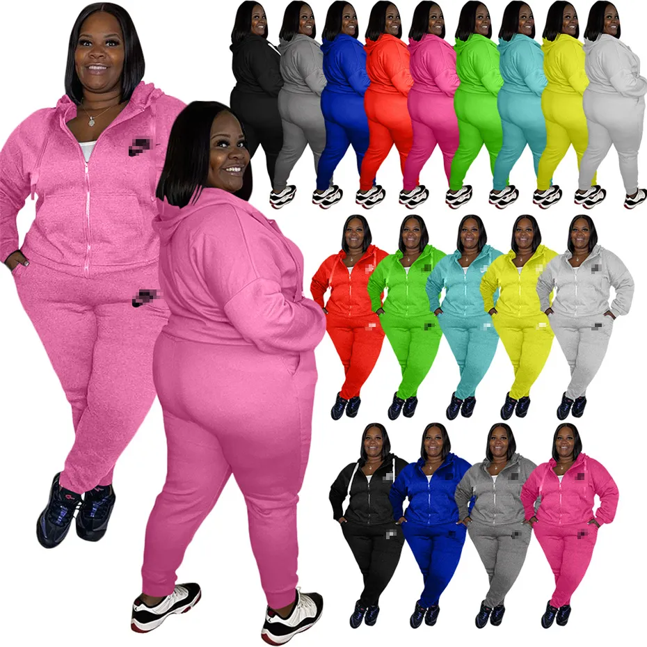 2022 Women Plus Size Tracksuits Designer Two Piece Set Long Sleeve ...