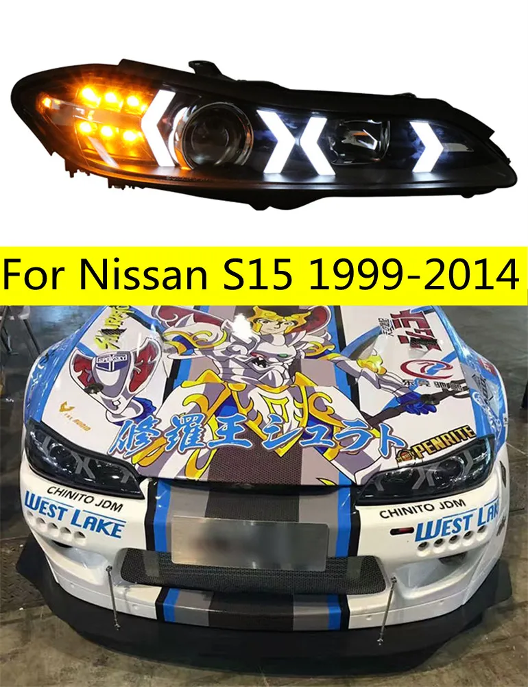 S15 LED Headlight Assembly For Nissan 1999 2014 Bi Xenon HID Headlamp ...