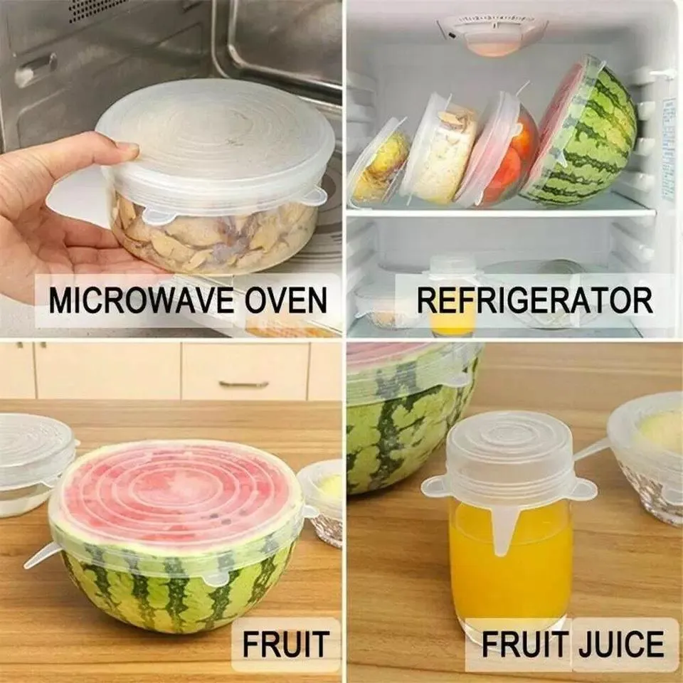 Silicone Stretch Lids - Reusable Food Covers, Universal Suction Seal ...