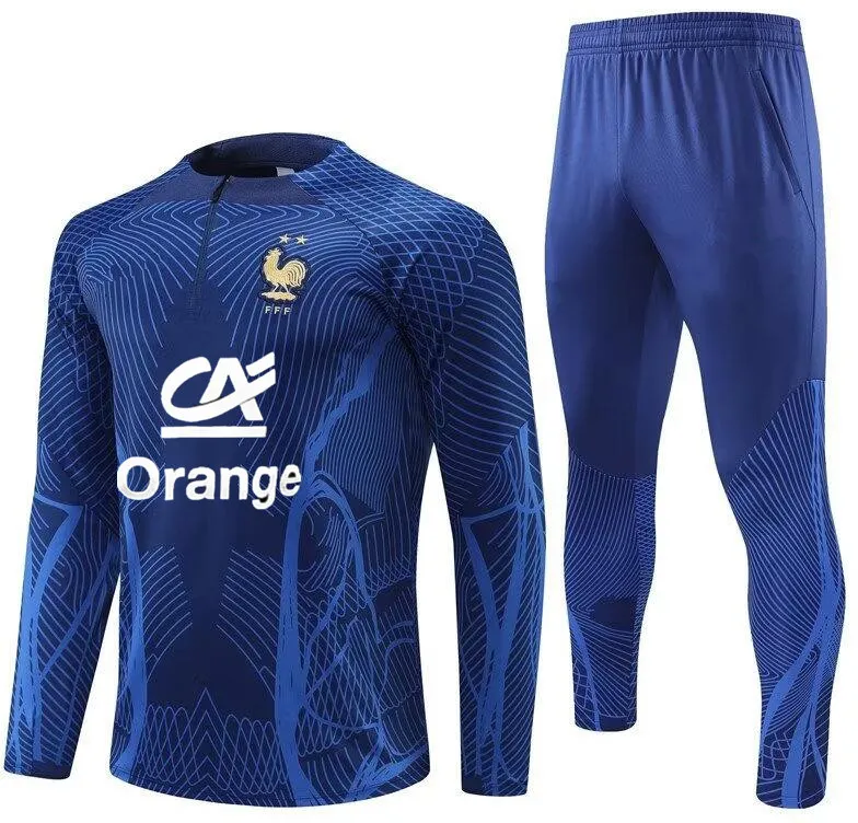 French Fra Nce Tracksuit World Soccer Cup Jersey Benzema Mbappe Equipe De Full Sets Kids Men 23/ ...