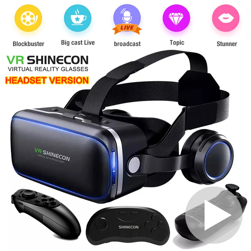 Fone De Ouvido 3D De Óculos Shinecon Vr Com Controle Remoto Para ...