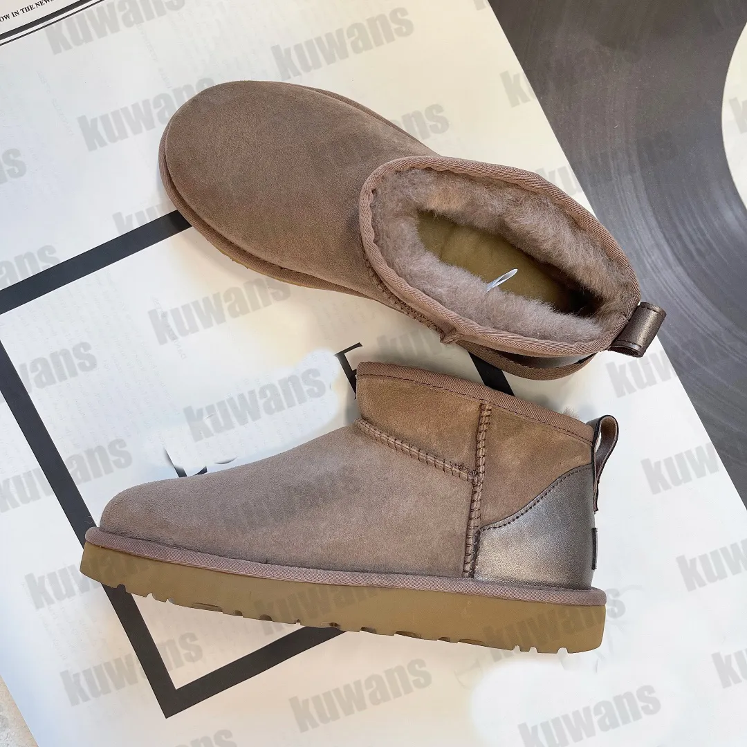 Womens Classic Mini Platform Snow Boots With Matte Fur Suede Sheepskin ...