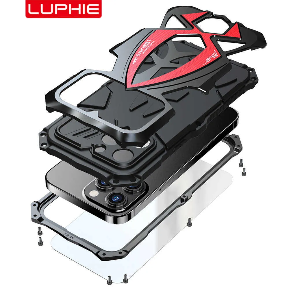 Cell Phone Cases Luphie Armor For Iphone 14 Pro Max Metal Case 14 Plus ...