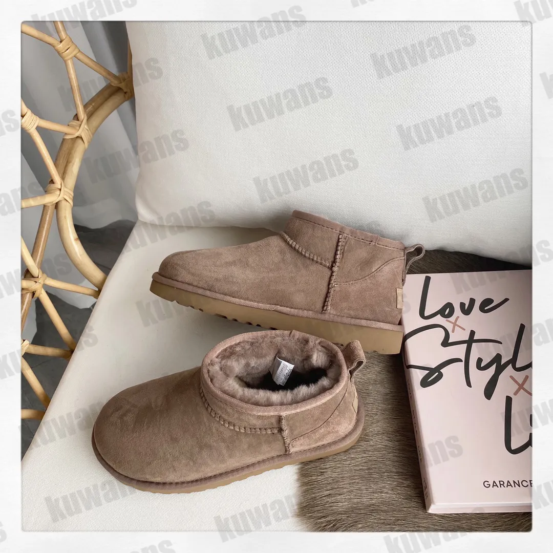 Womens Classic Mini Platform Snow Boots With Matte Fur Suede Sheepskin ...