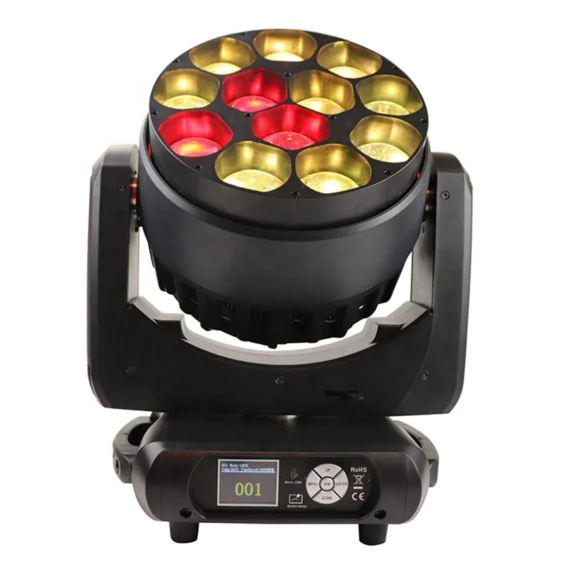 2x Big Bee Eye LED Moving Head Lights: 12x40W RGBW 4-in-1 Zoom, Stage ...