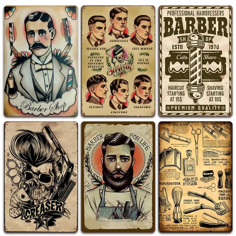 Barber Shop Tools Metal Art Sign: Barber Decoration Graffiti Posters ...