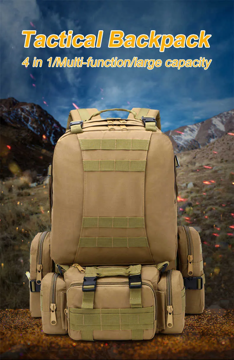 Large Capacity Military Tactical Backpack For Men 50L Capacity, Insect ...