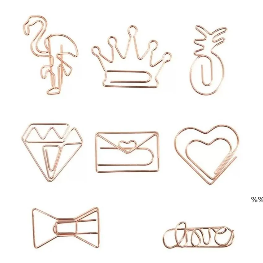 Rose Gold Crown Flamingo Paper Clips Creative Metal Memo Memo Memo ...
