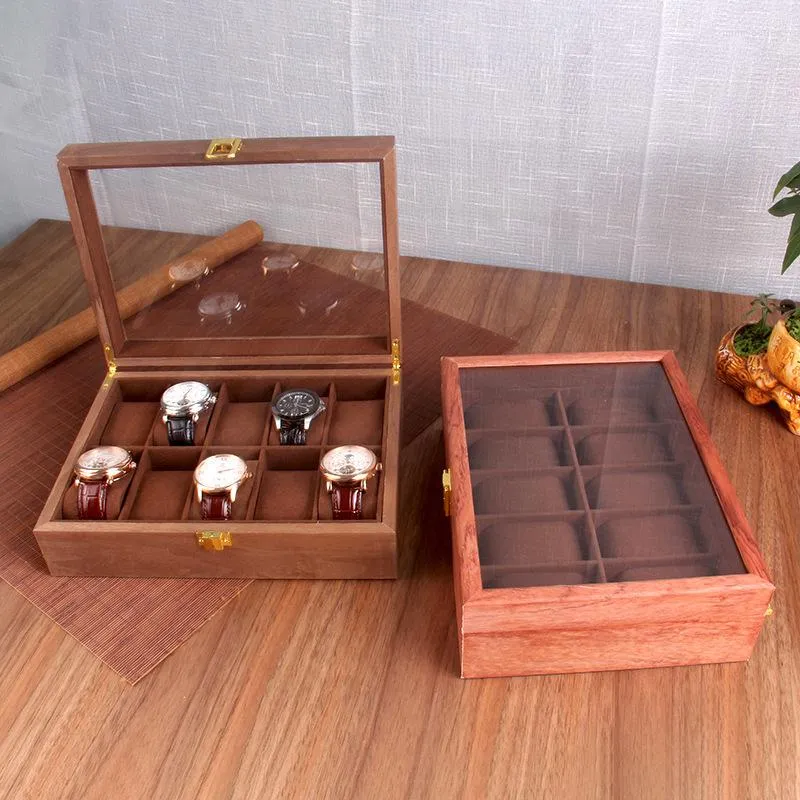 Wooden Wooden Watch Display Case With 10 Grids Stylish Display Case For ...