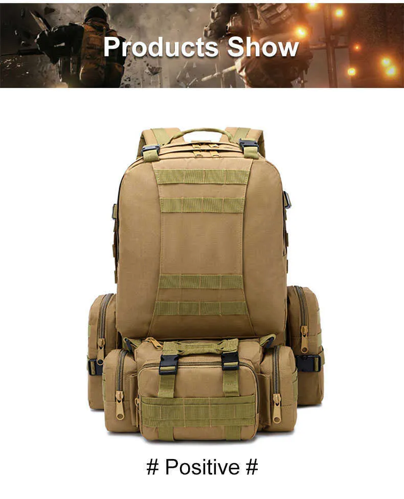 Large Capacity Military Tactical Backpack For Men 50L Capacity, Insect ...