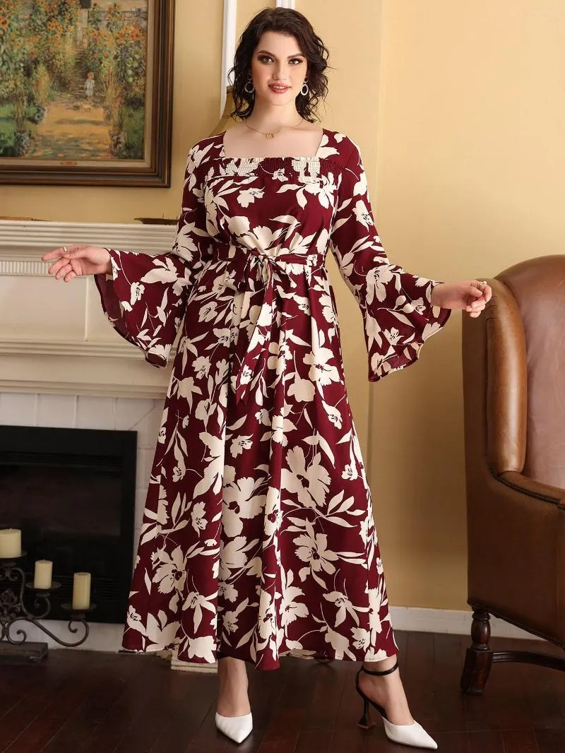 Plus Size Dresses Toleen Oversized 2022 Women Elegant Maxi Floral Boho