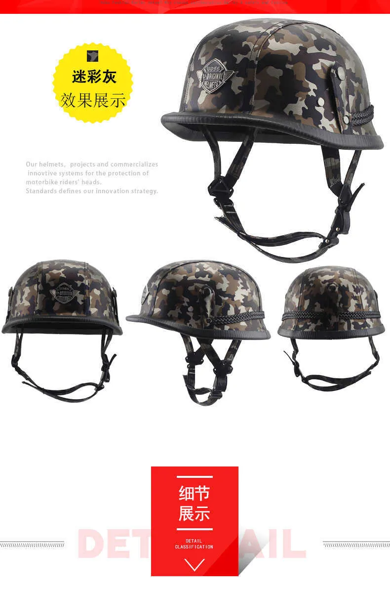 German Army Vintage Motorcycle Helmets WWII Sty Black Open Face Half ...