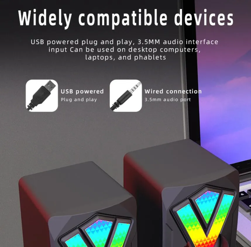 Small Speakers For A Computer Compact USB Stereo Speakers With RGB LED ...
