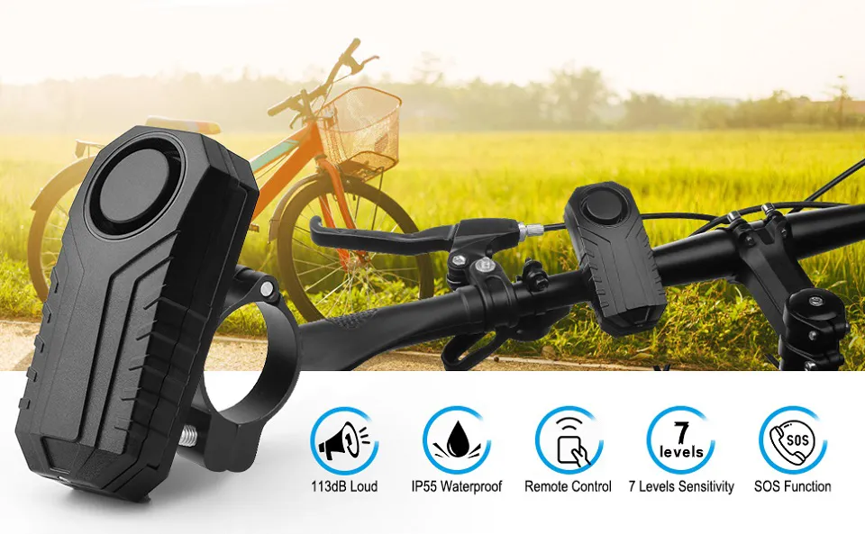 Anti-Theft Bike Alarm System - 113dB Loud Vibration Alarm with Remote ...