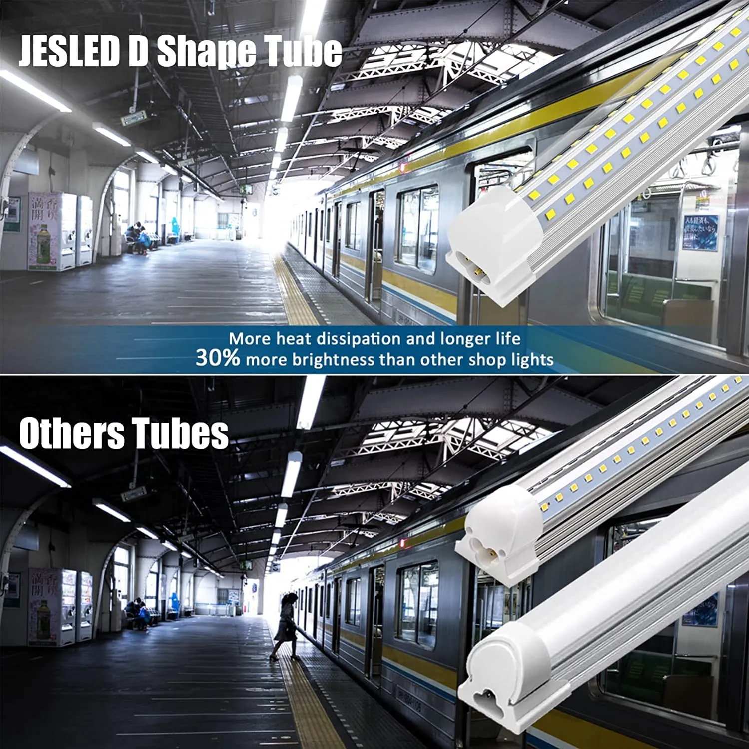 10-Pack 4FT LED Tube Lights: 45W, 6000LM, Cool White. Linkable 4 Foot ...