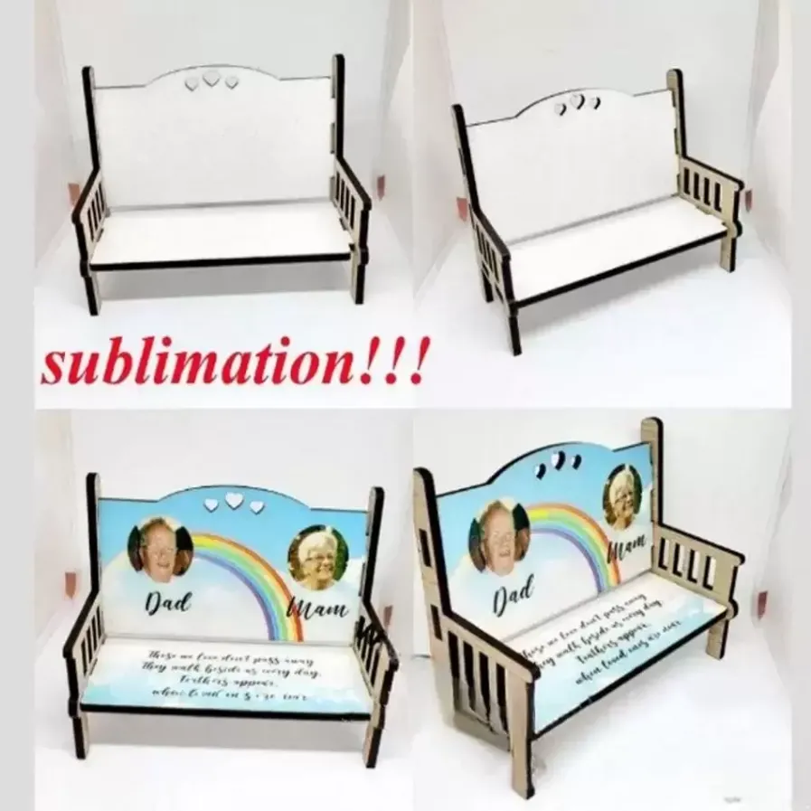 Sublimation MDF Memorial Bench With Blank Wooden Ornaments For Heat ...