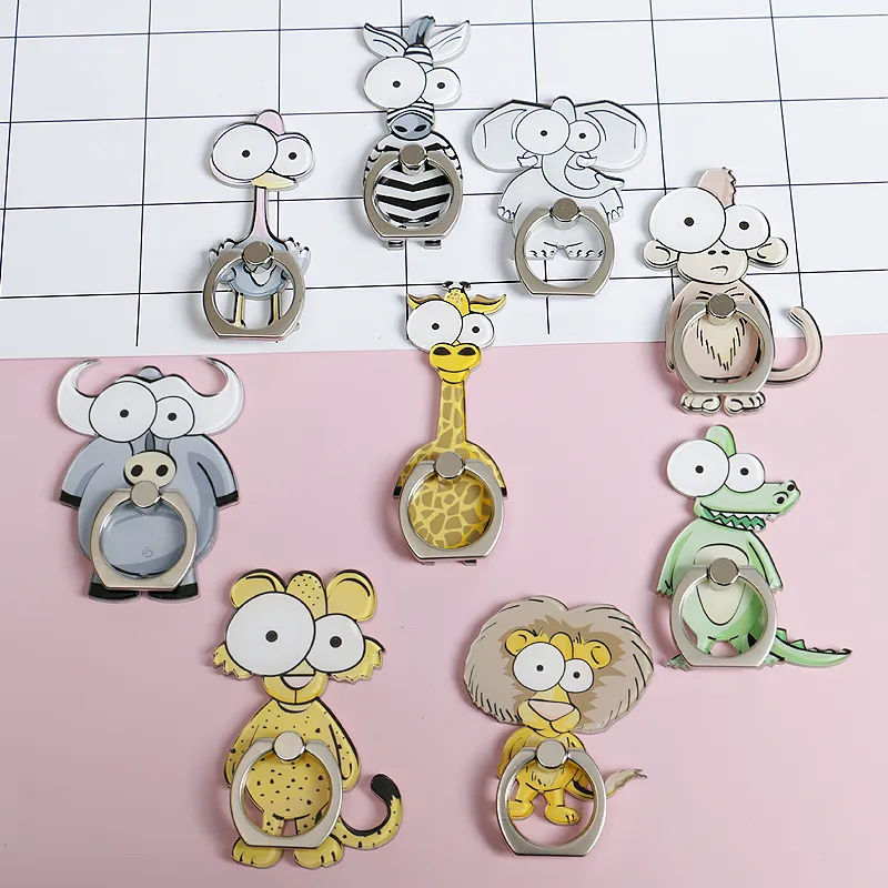 Cute Cartoon Animal Phone Ring Holder - Universal Finger Grip Mount ...