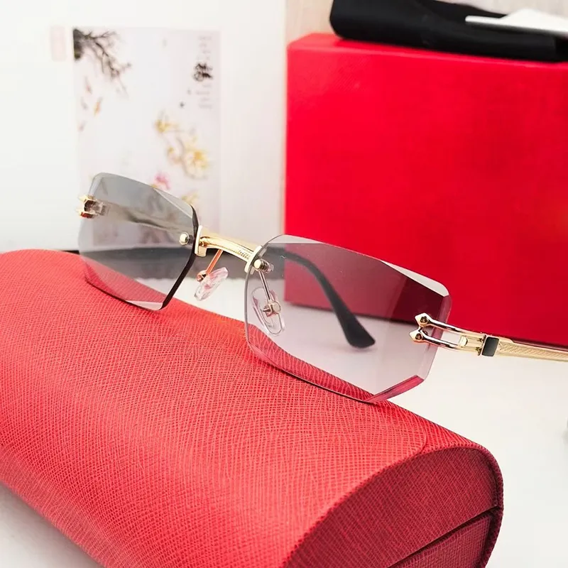 Designer Rimless Sunglasses Mens For Men And Women Carter Buffs Square