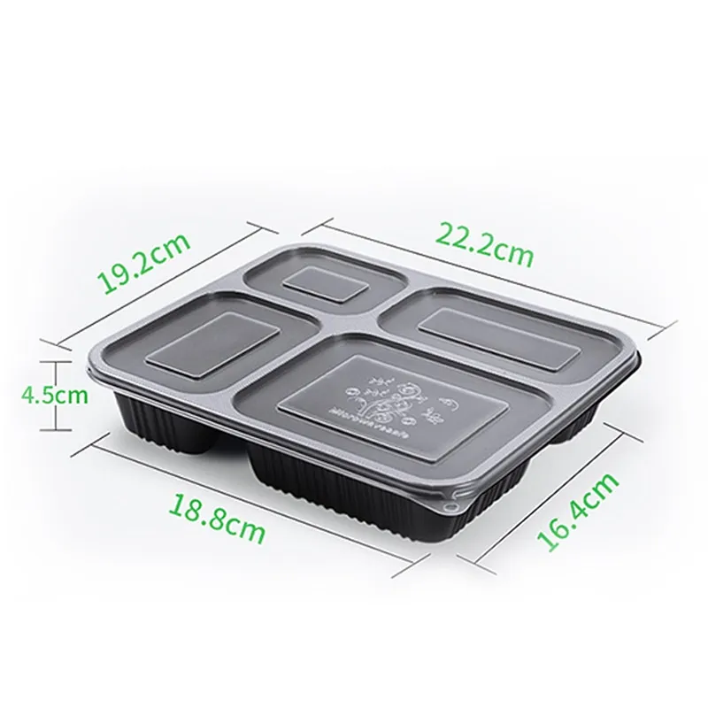 Free Shipment 4 Compartments Take Out Containers Grade PP Food Packing ...