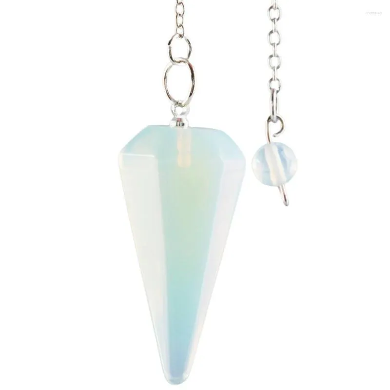 SUNYIK Opalite Pyramid charms for necklace with Faceted Pendulum for Reiki Healing and Chakra ...