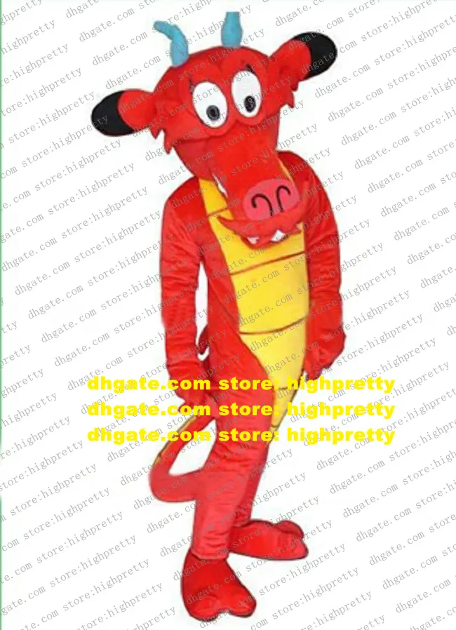 Deluxe Red Dragon Mascot Costume - Brave Mushu Loong Style, Long Tail ...