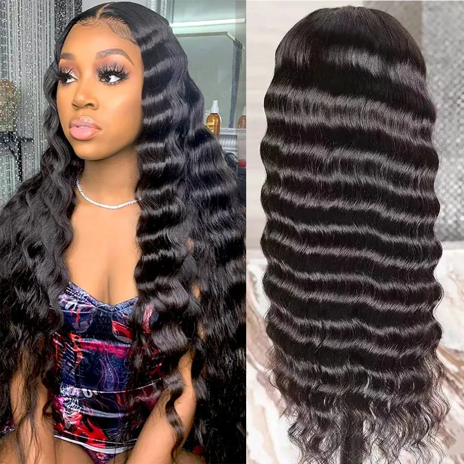 DHgate.com:Luxurious Human Hair Lace Front Deep Wave Wig (Malaysian ...