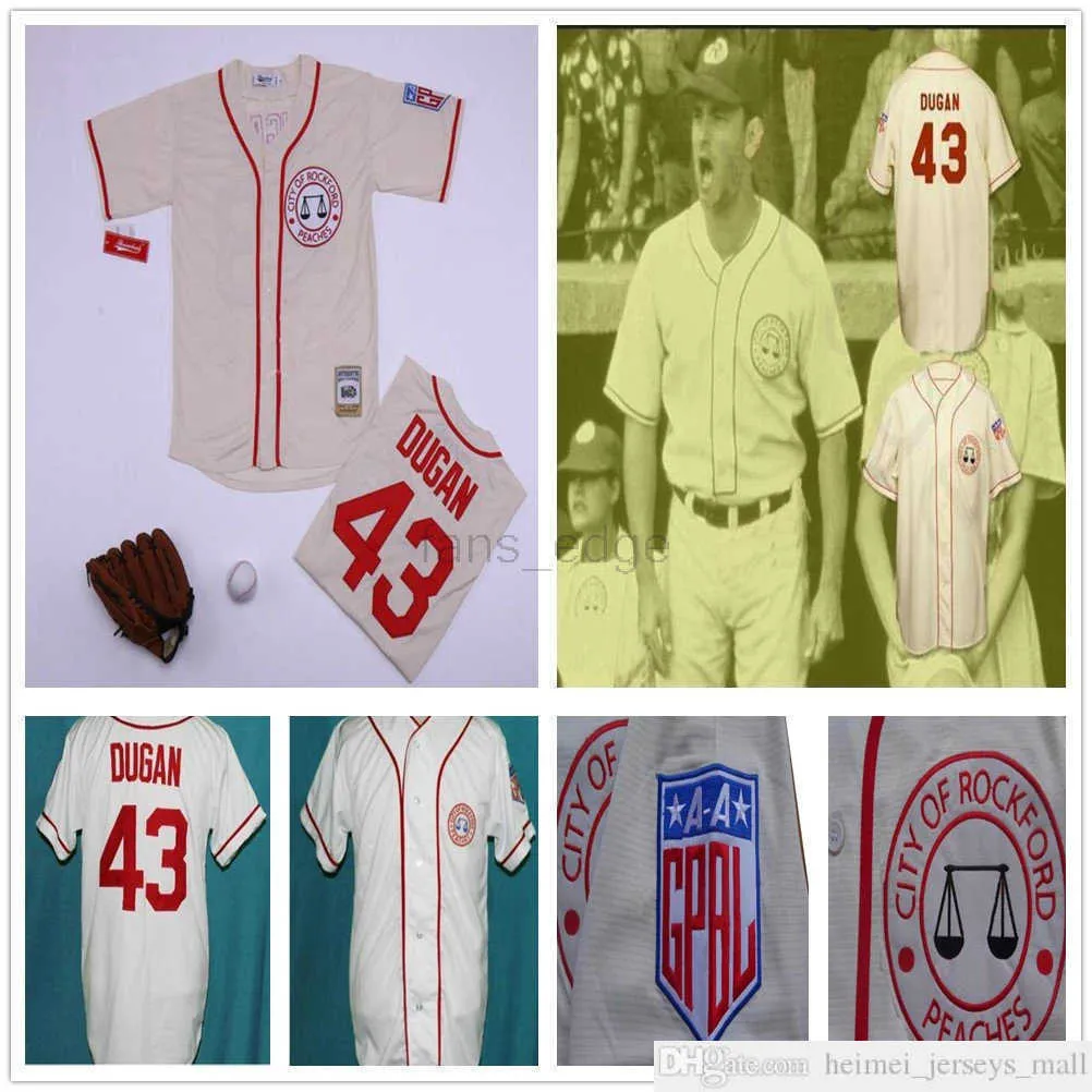 Wholesale Mens Movie Tom Hanks 43 Jimmy Dugan Rockford Peaches Baseball ...