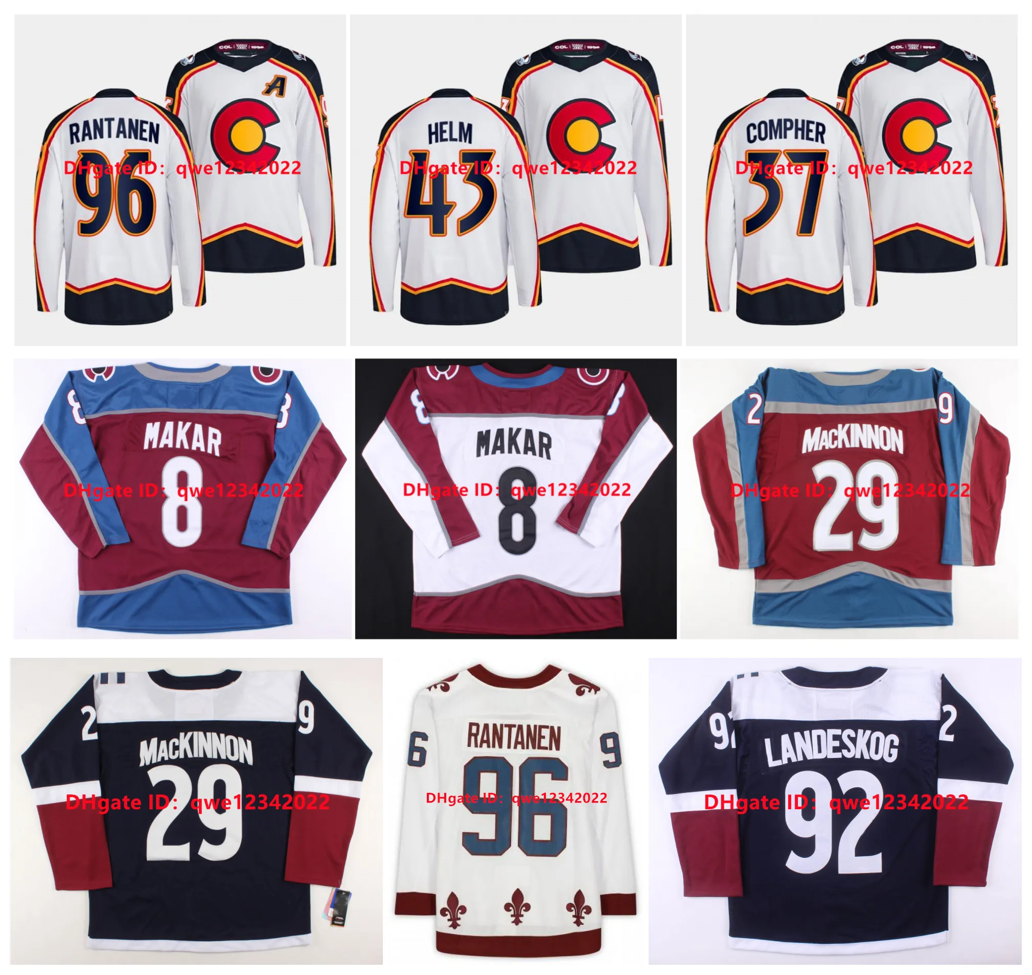 2022 Reverse Retro Gabriel Landeskog Avalanche Hockey Jerseys Nathan ...