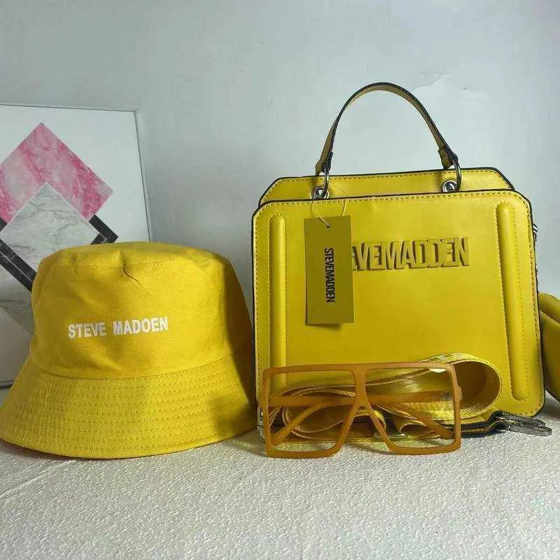 Designer Bucket Hat Set With Women Classic Yellow Shoulder Bag, Chain ...