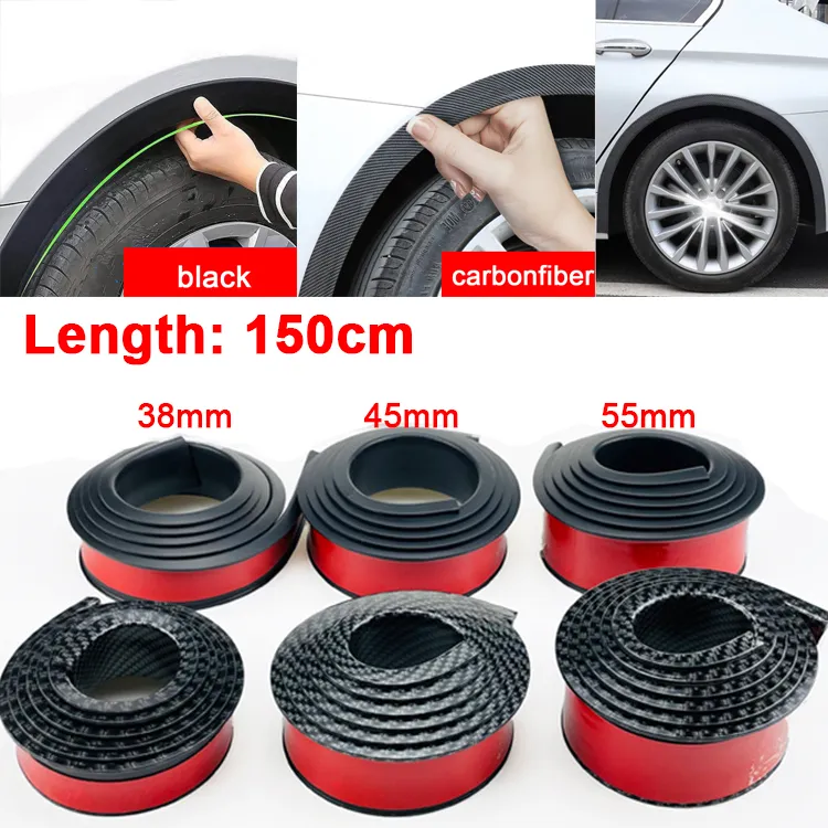 Universal Black Auto Mudguards Fender Flare Car Wheel Eyebrow Rubber ...