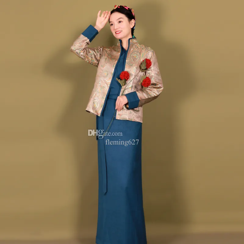 Asian Ethnic Clothing Vintage Dress Elegant Tibetan Robe Traditional ...
