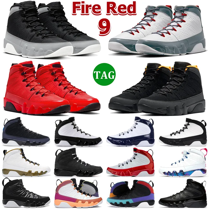 OG Retro 9 Fire Red Basketball Shoes Men 9s Particle Grey Chile Red ...