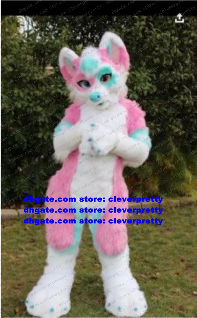 Adult Pink Fox Mascot Costume Furry Wolf Husky Dog Fursuit For ...