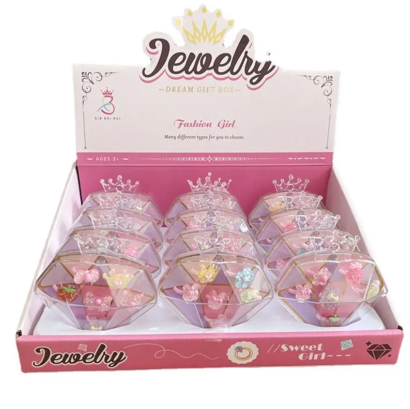 Kids Rings Set - Cartoon Adjustable Rings for Girls, Pretend Play ...