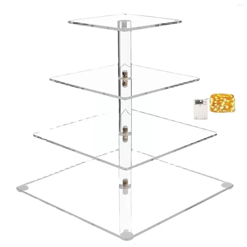 4 Tier Acrylic Cake Stand With Crystal Accents For Weddings, Birthdays ...