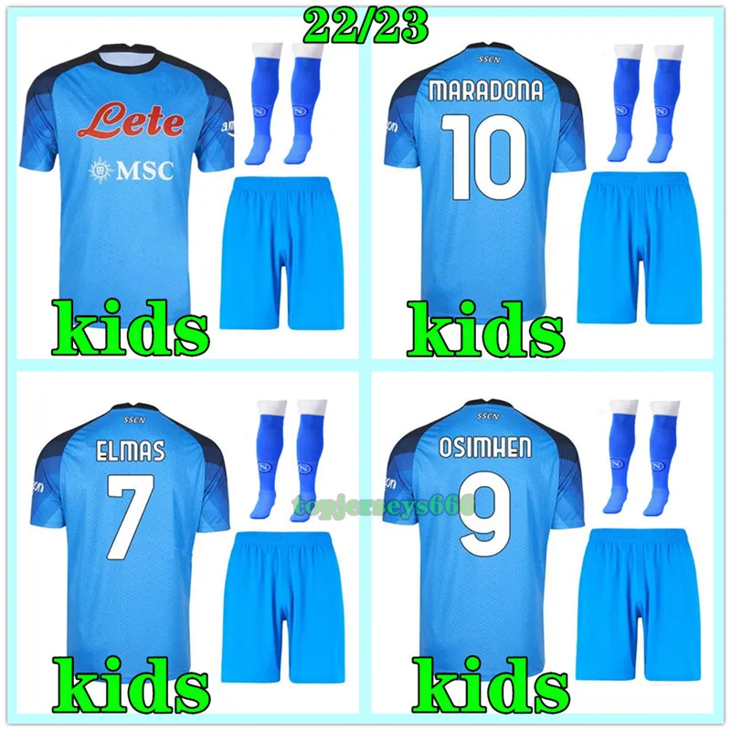 Maradona 22 23 Napoli Soccer Jersey Kids Kit Naples Football Shirt 2022 ...