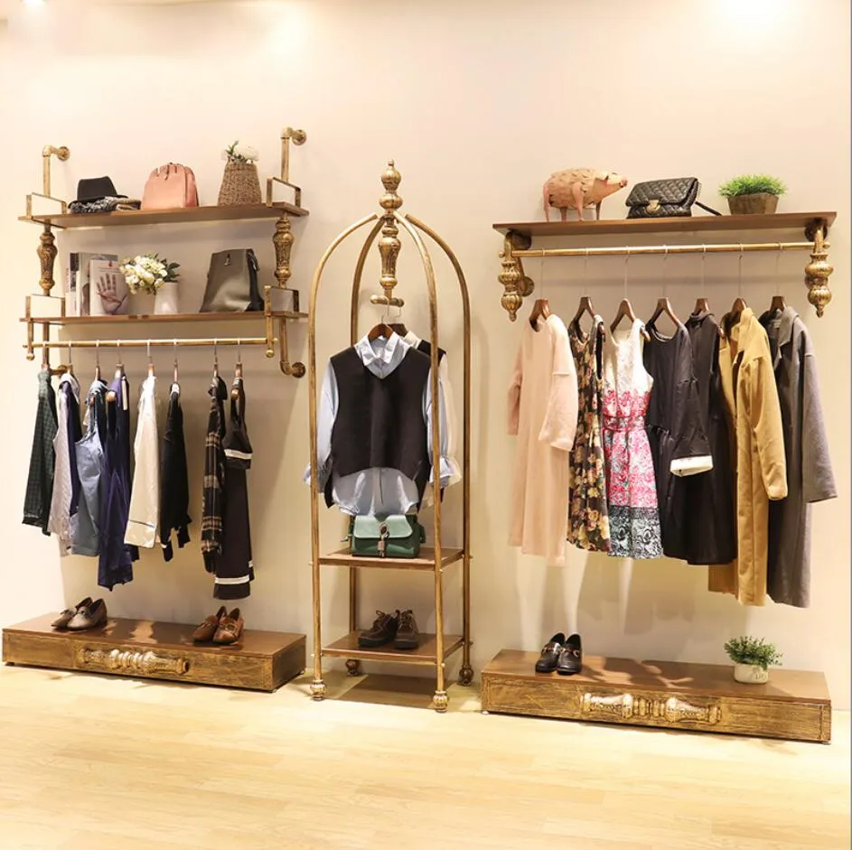 Vintage Giyim Mağazası Raf Ticari Mobilyalar Erkek Ve Kadın Giyim Raf Demir Sanat Asılı Giysiler ...