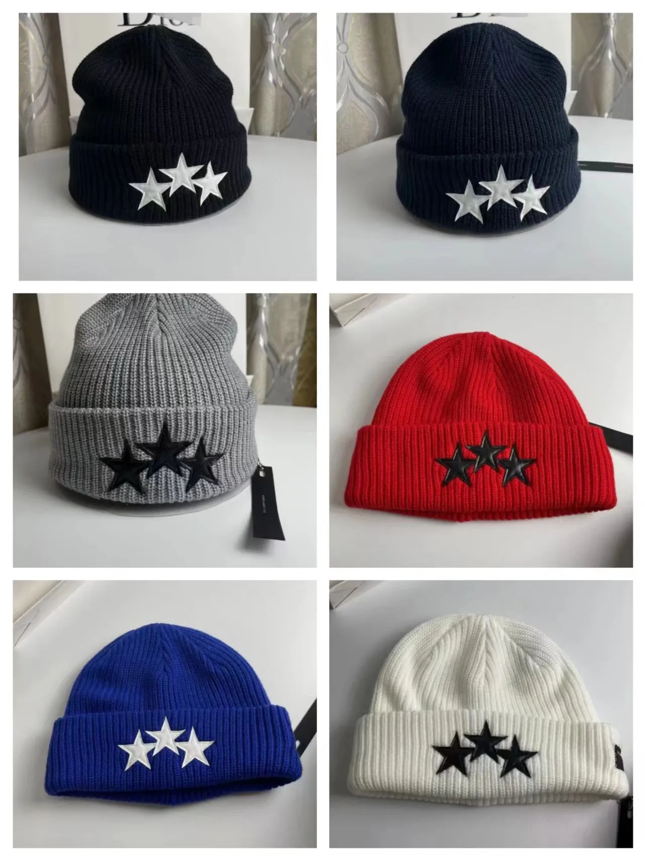 Classic Embroidered Design Knitted Wool Beanies Cotton Hood Casual ...