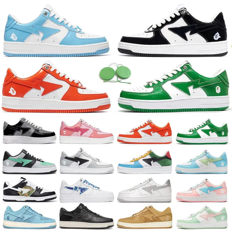 2022 Bapestas BapeSta Baped Ape Men Running Shoes Patent Blue Orange ...