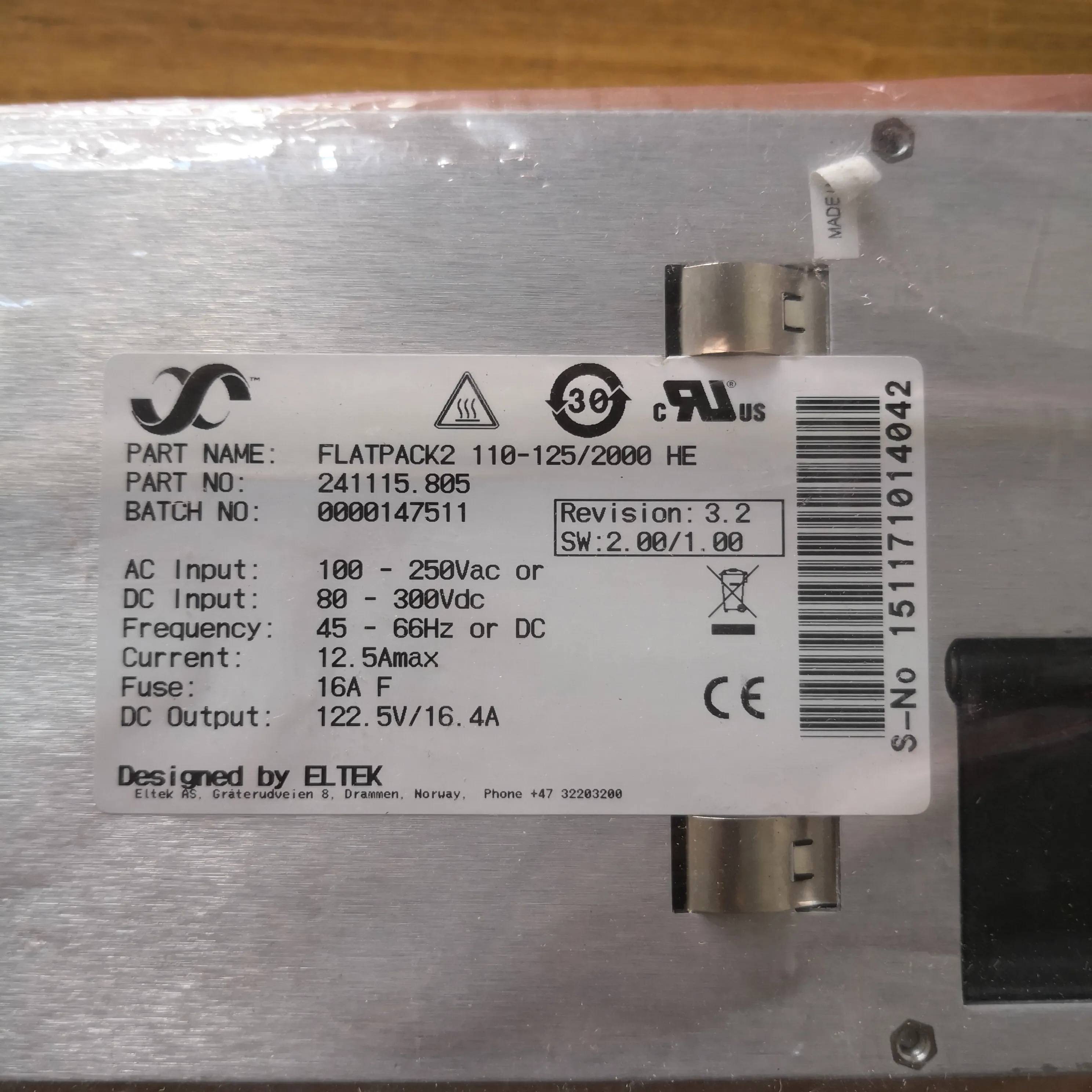 Eltek 2000W Power Supply - New Original PSU FlatPack2 110-125/2000 HE ...