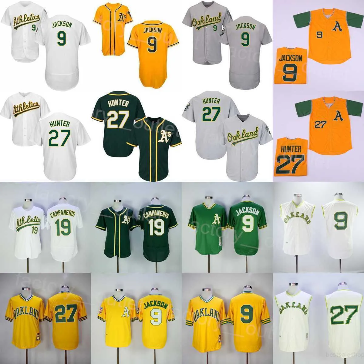 Vintage Baseball Jersey - Retro Throwback 1968-1981 Style, Stitched Hunter, Jackson, Campaneris ...